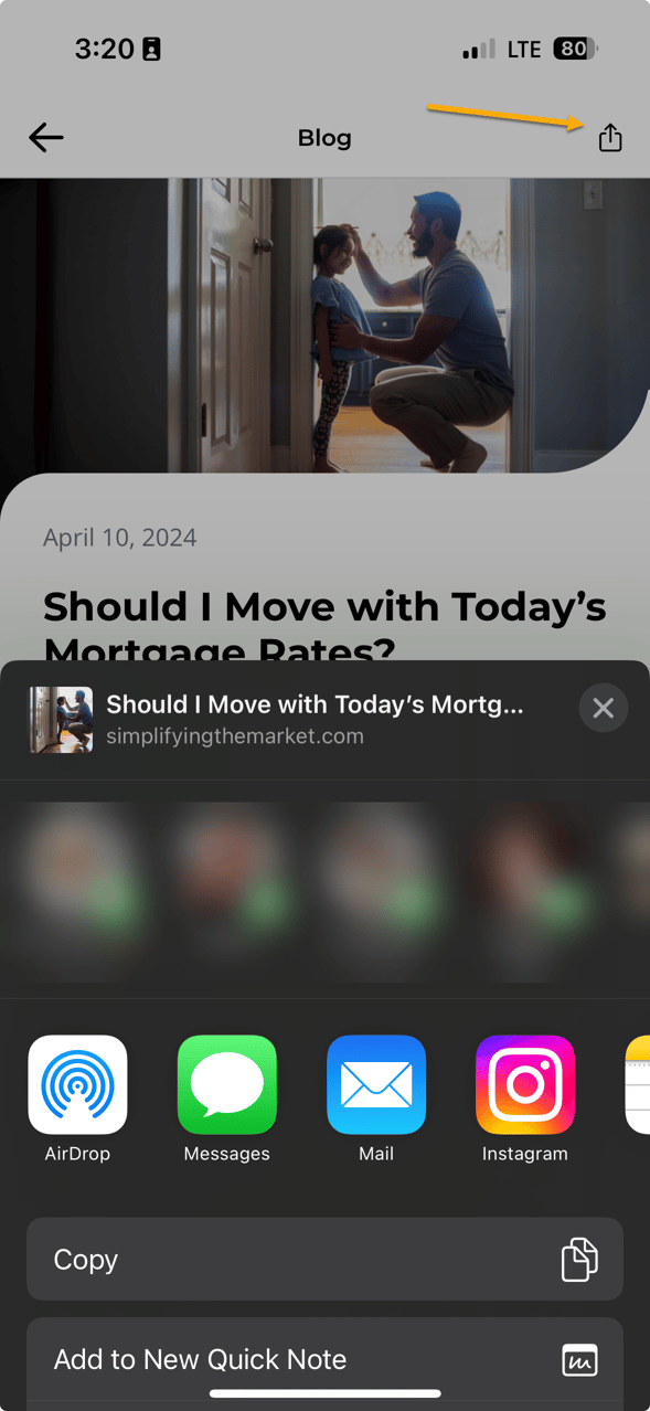 Sharing Content from the Mobile App